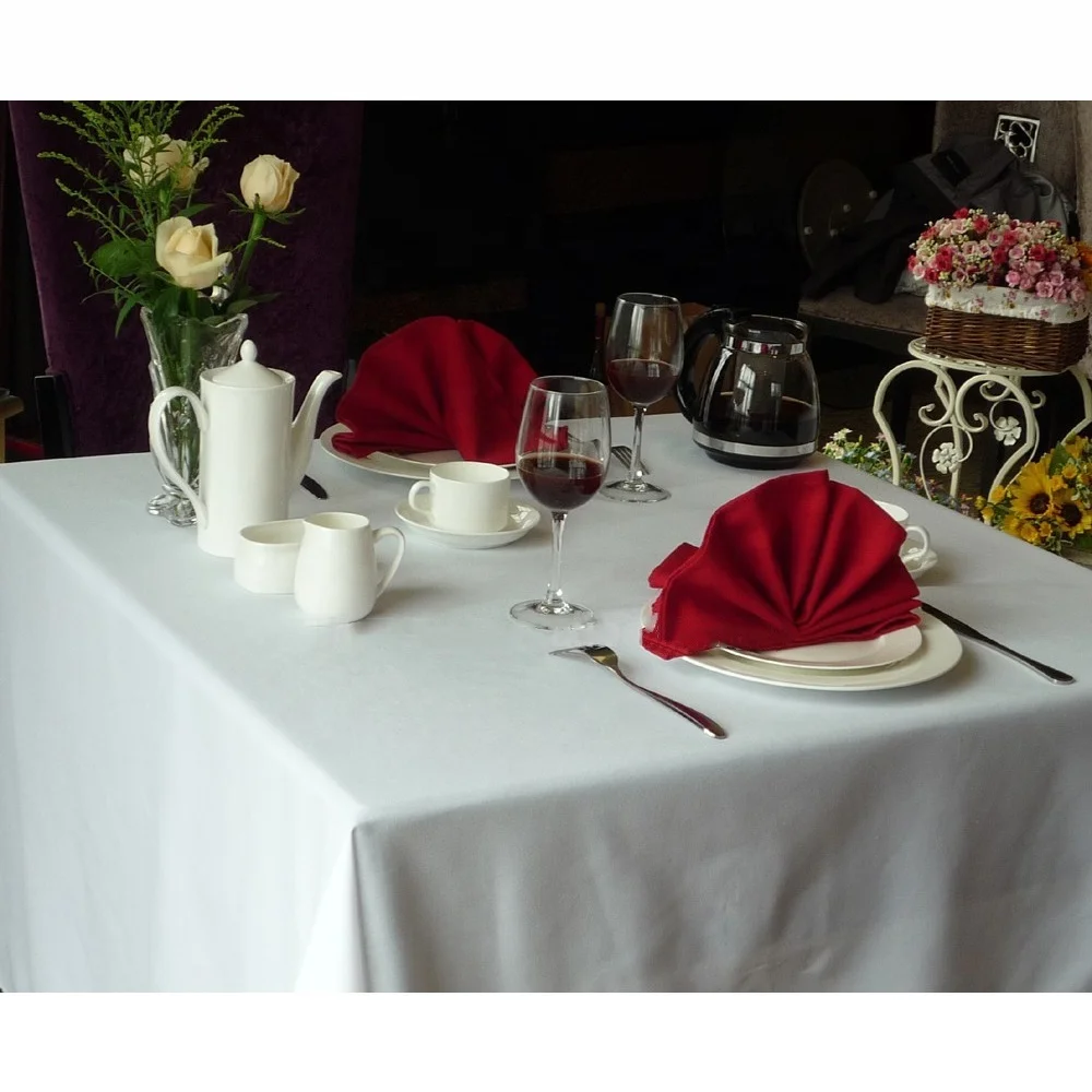 Square Tablecloth - 85x85 Inch- Red Table Cloth In Washable Polyester ...