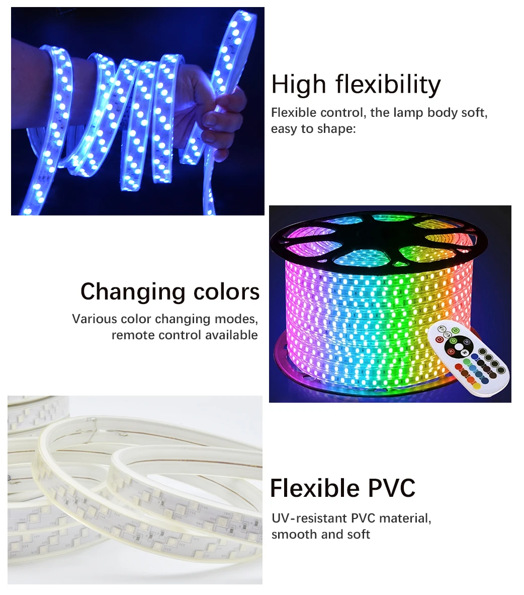 GMADS2307 110V 220V Festival Decoration 60Leds SMD 5050 RGB Flexible ...