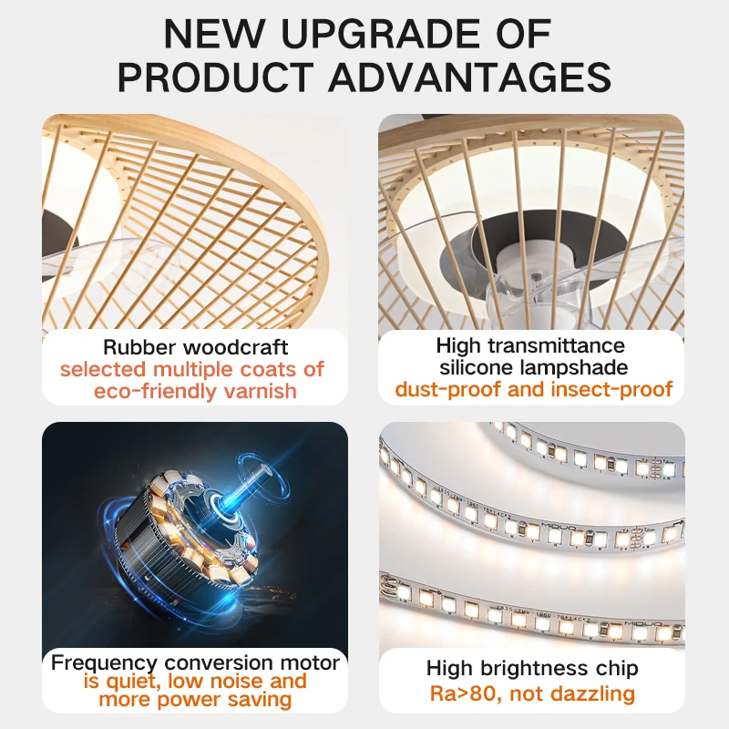 Bedroom Bamboo Art Style Ceiling Fan Light Led Ceiling Fan Light With ...