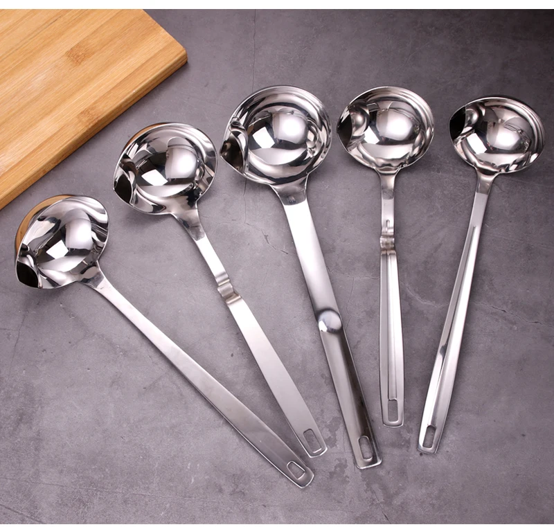 Different Types Stainless Steel Kitchen Ladles Korean Spoon Metal Soup