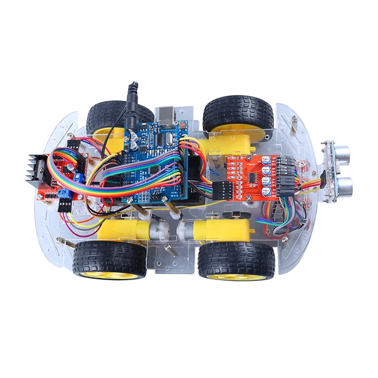 DIY C/C++ Program Robotic Kit Education 4WD Track Line Smart Robot Car ...