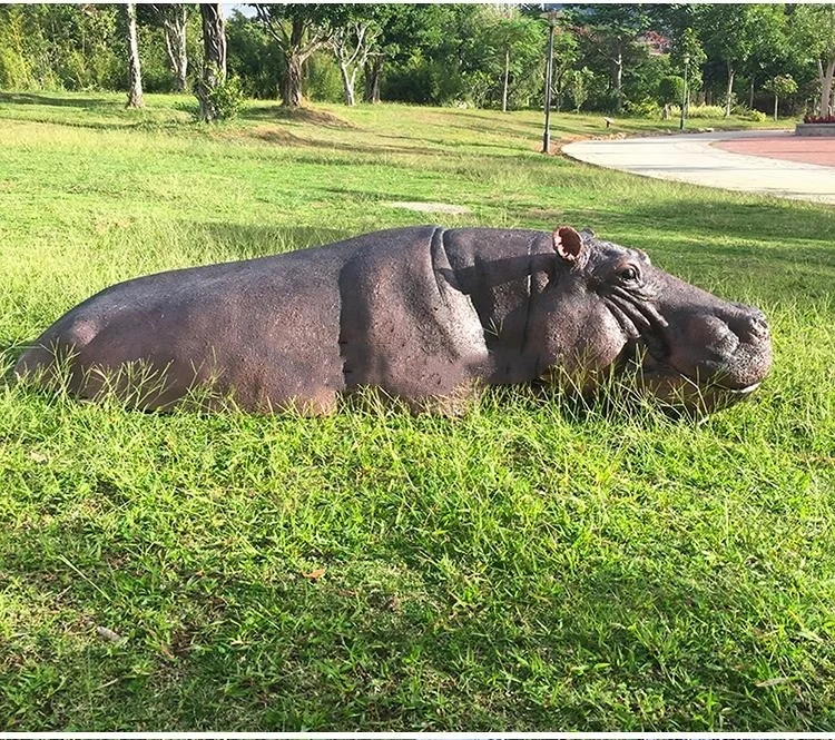 Customize Outdoor Fiberglass Hippo Statue Sculpture Life Size ...