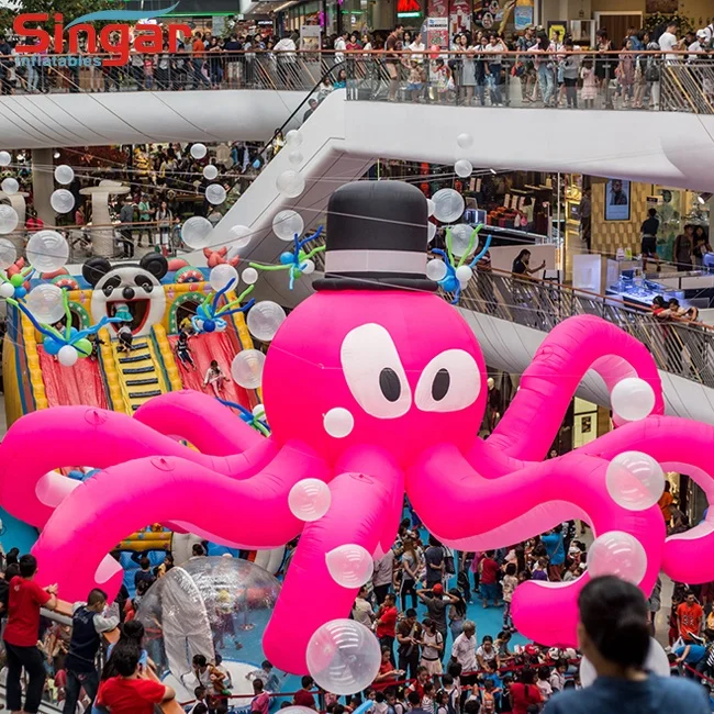 Lovely Inflatable Squid Devilfish Octopus Cartoon Model With Hat For ...