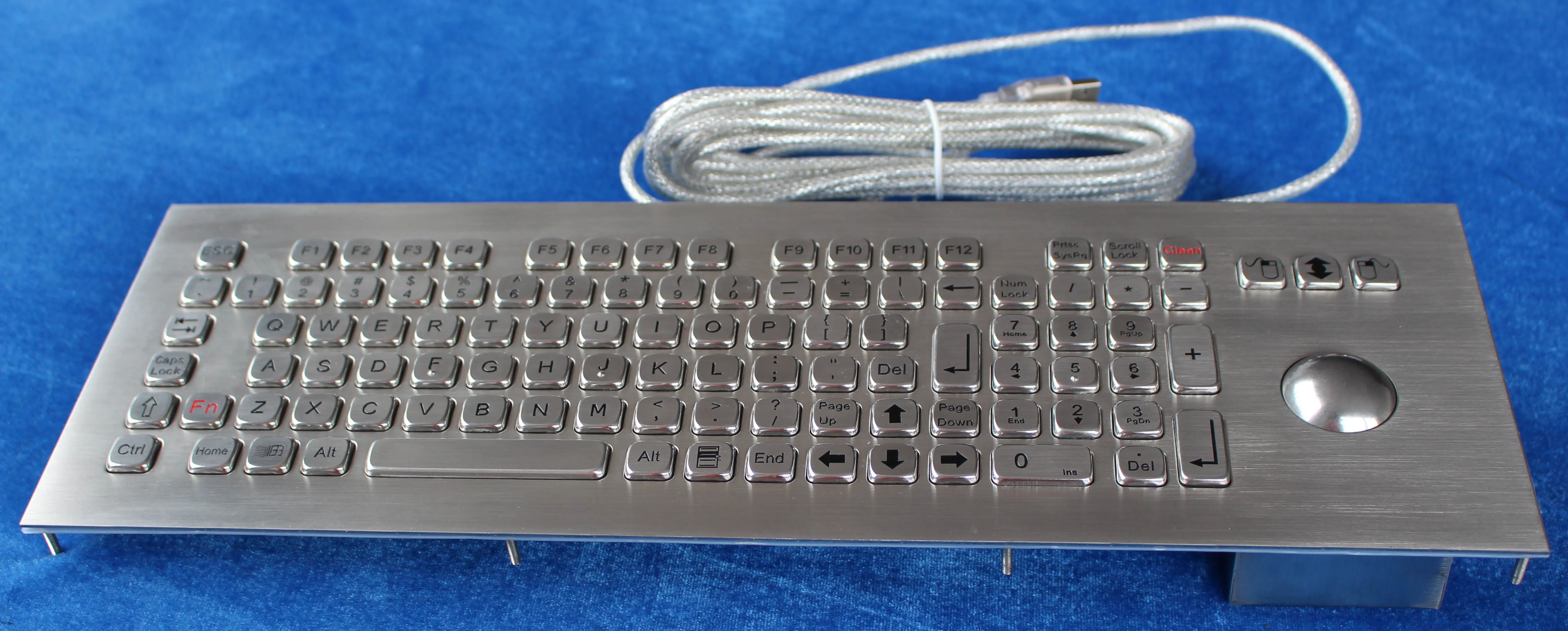 Nema 6p Rugged Stainless Steel Metal Industrial Keyboard With Trackball ...