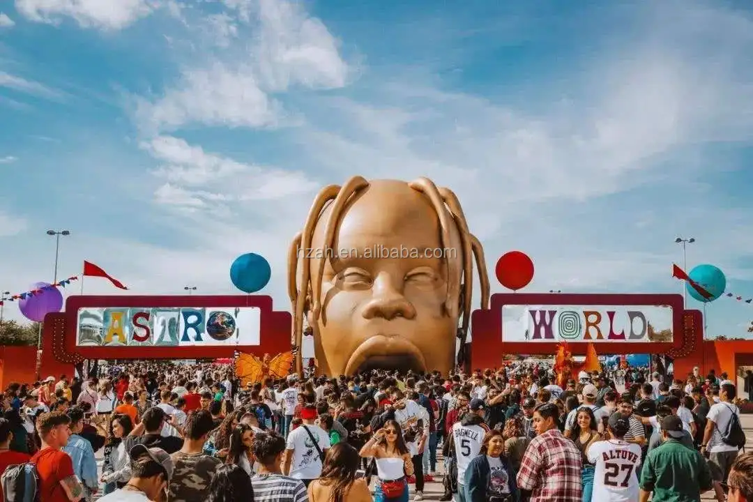 Giant Inflatable Travis Scott Head Model for Concert Decoration