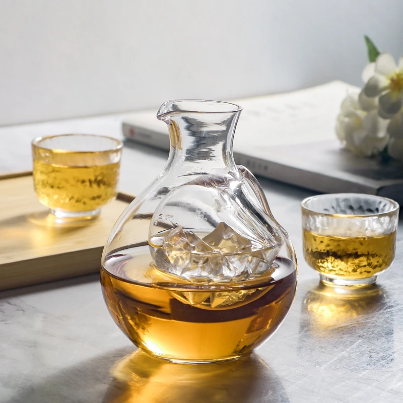 Ice Cold Sake Chilled Server Japanese Cold Sake Glass Decanter Bottle ...