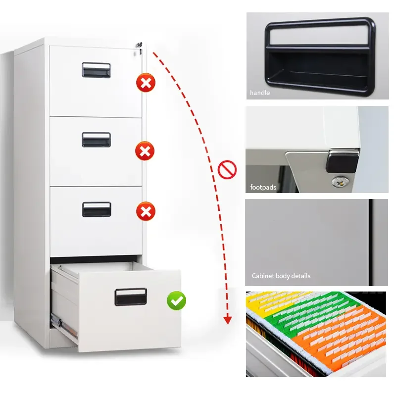 4 Drawer Cabinet Office Lockable Lateral Vertical Filing Drawers ...