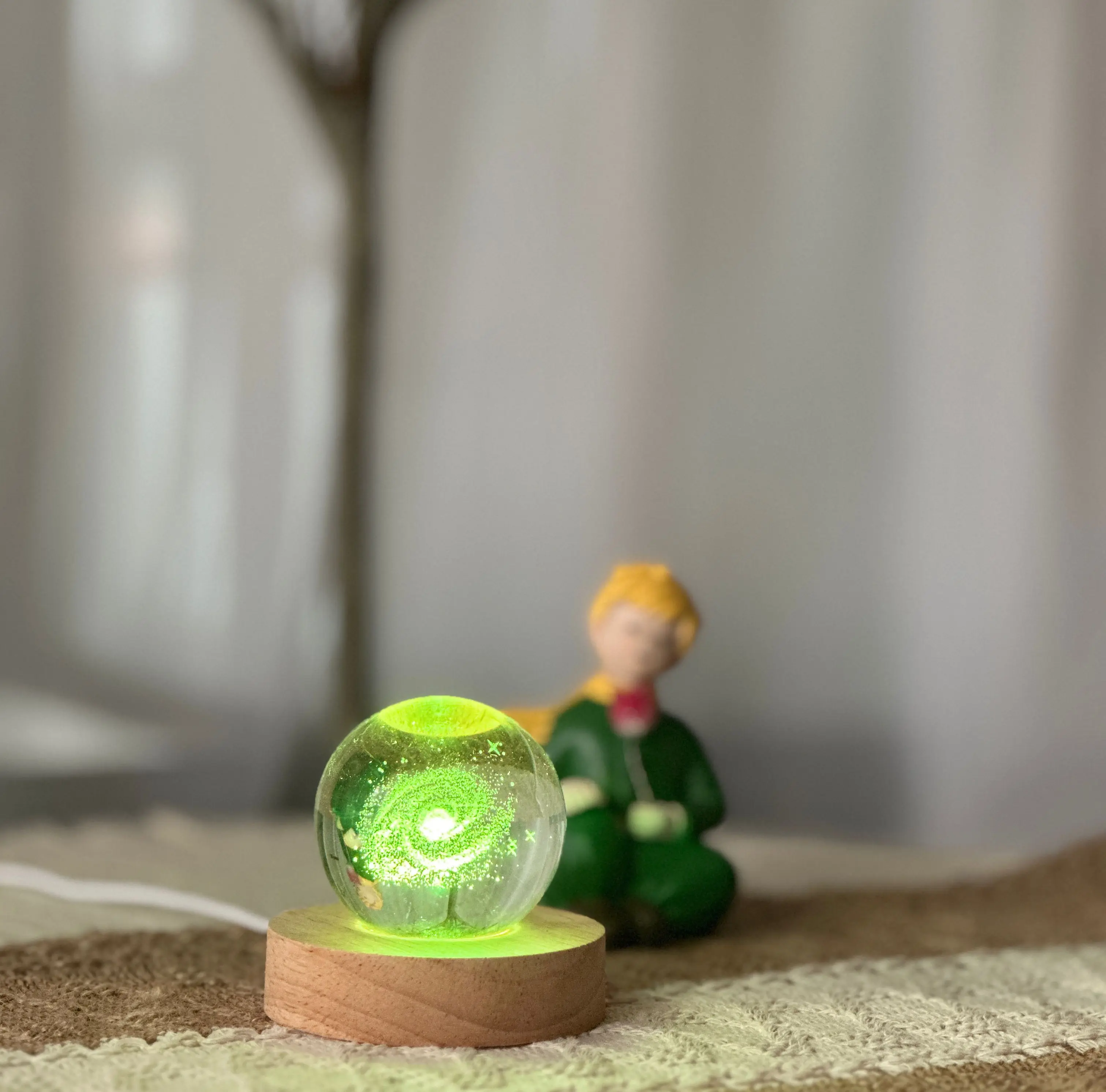 Round LED Wooden Light Base - 3D Night Light Solutions