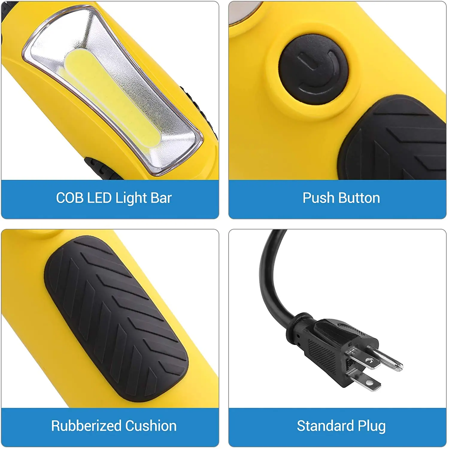 Portable Corded Led Work Light With Outlet In Handle,1200 Lumen 6ft ...