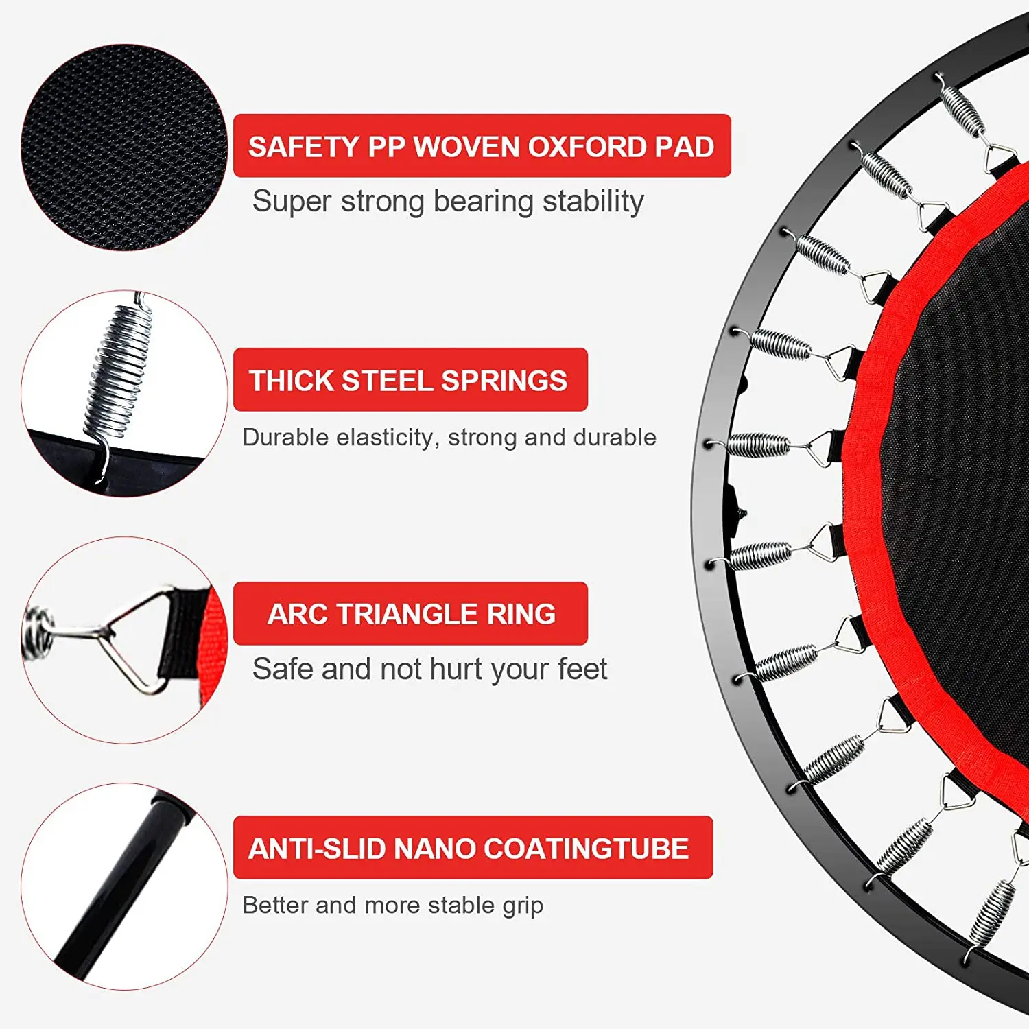 40" Folding Mini Trampoline - Fun Fitness for Kids & Adults