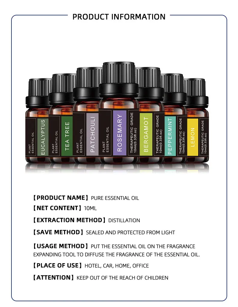 ODM/OEM Aromatherapy Gift Set - 6 X 10ml Pure Essential Oils