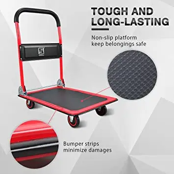 Push Cart Dolly Moving Platform Trolley Flatbed Hand Truck Foldable For ...
