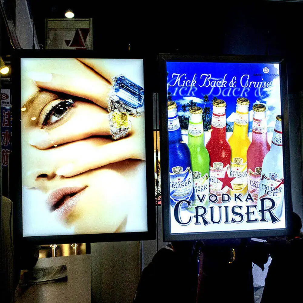 A1 to A4 Size Black LED Advertising Light Boxes Signature Wall Tempered ...