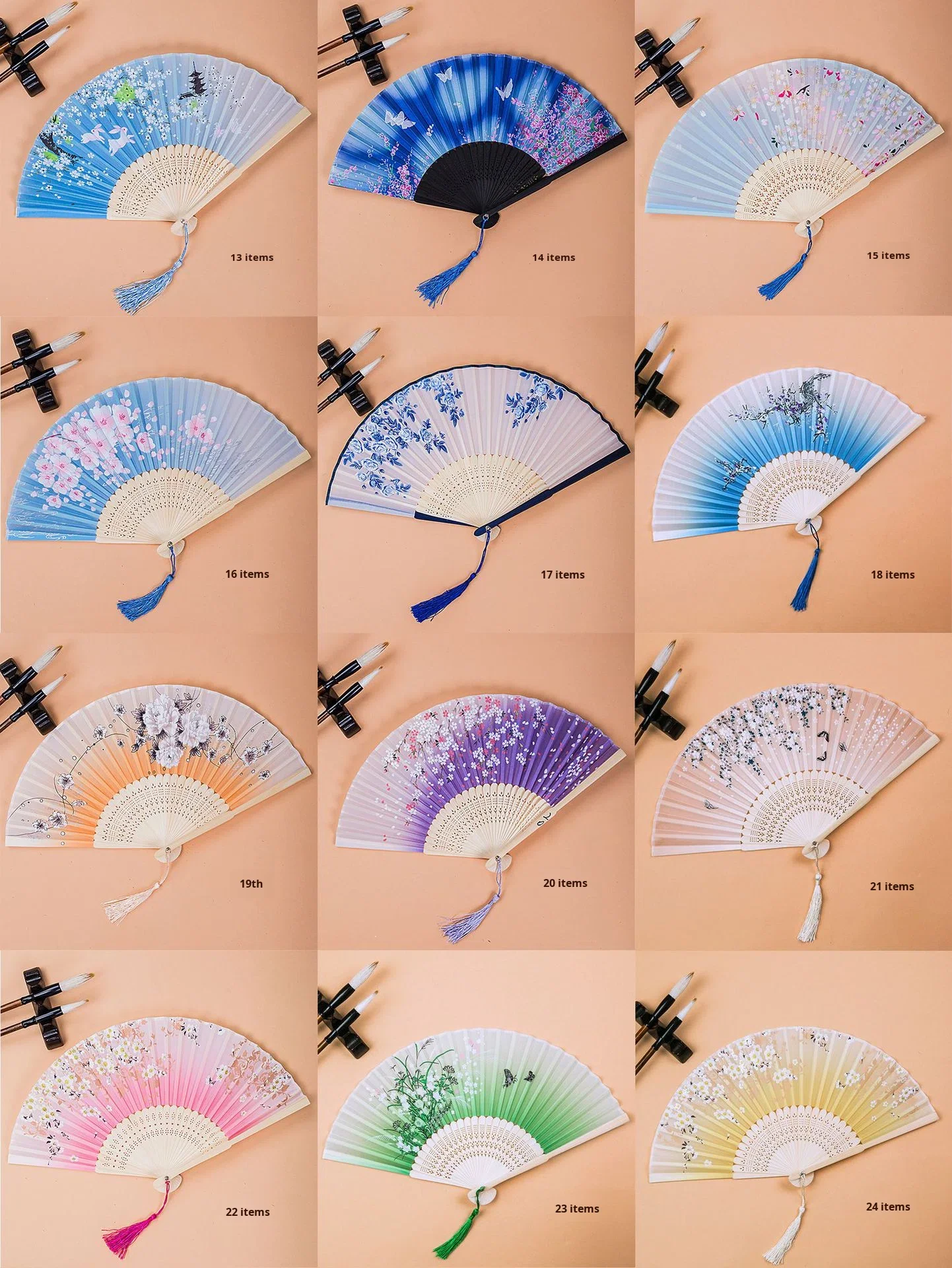 Traditional Chinese Folding Fan Eco-friendly Bamboo Painted Love Theme ...