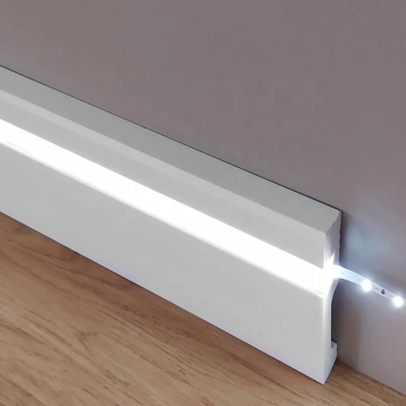 Mingde Plastic PS PVC LED Strip Skirting Baseboard Moulding