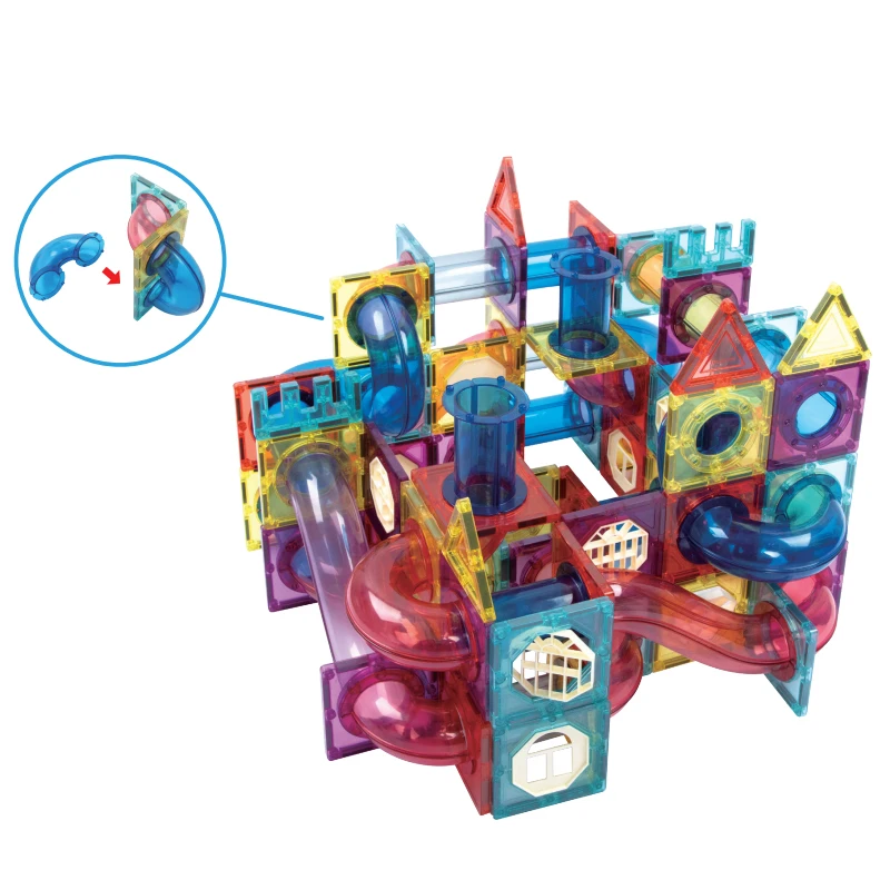 Plastic Maze Game DIY Marble Run Slide Track Magnetic Tiles Kit Kids ...