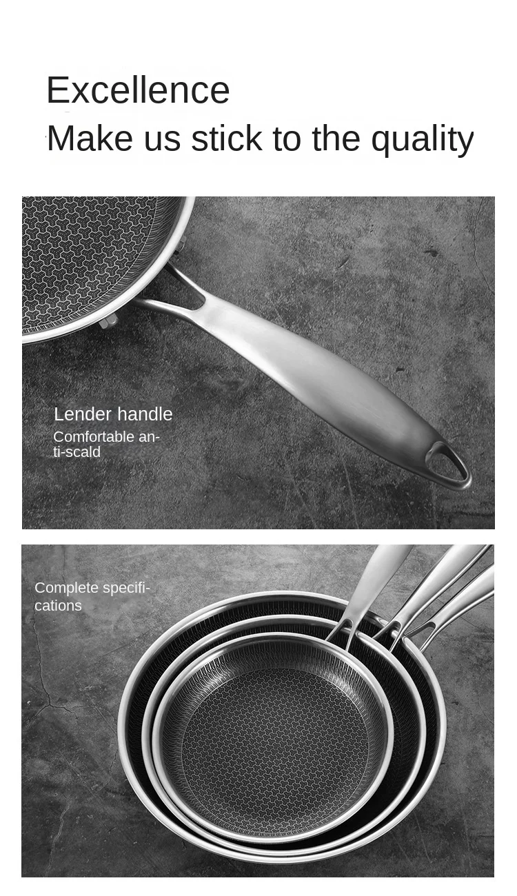 Cross-border 304 Stainless Steel Non-Stick Frying Pans