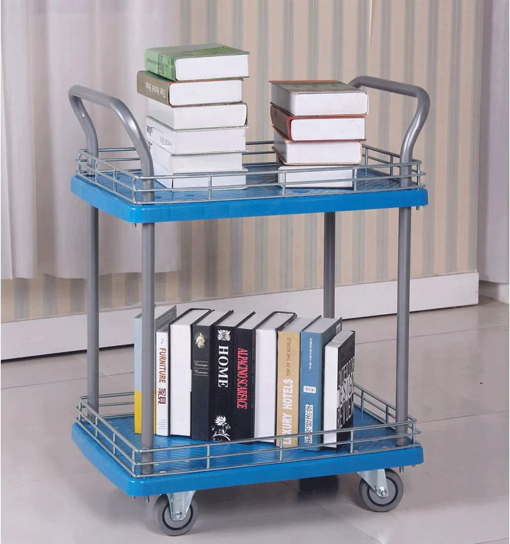 Warehouse Transport Folding Hand Trucks Push Double Layers Handcart ...