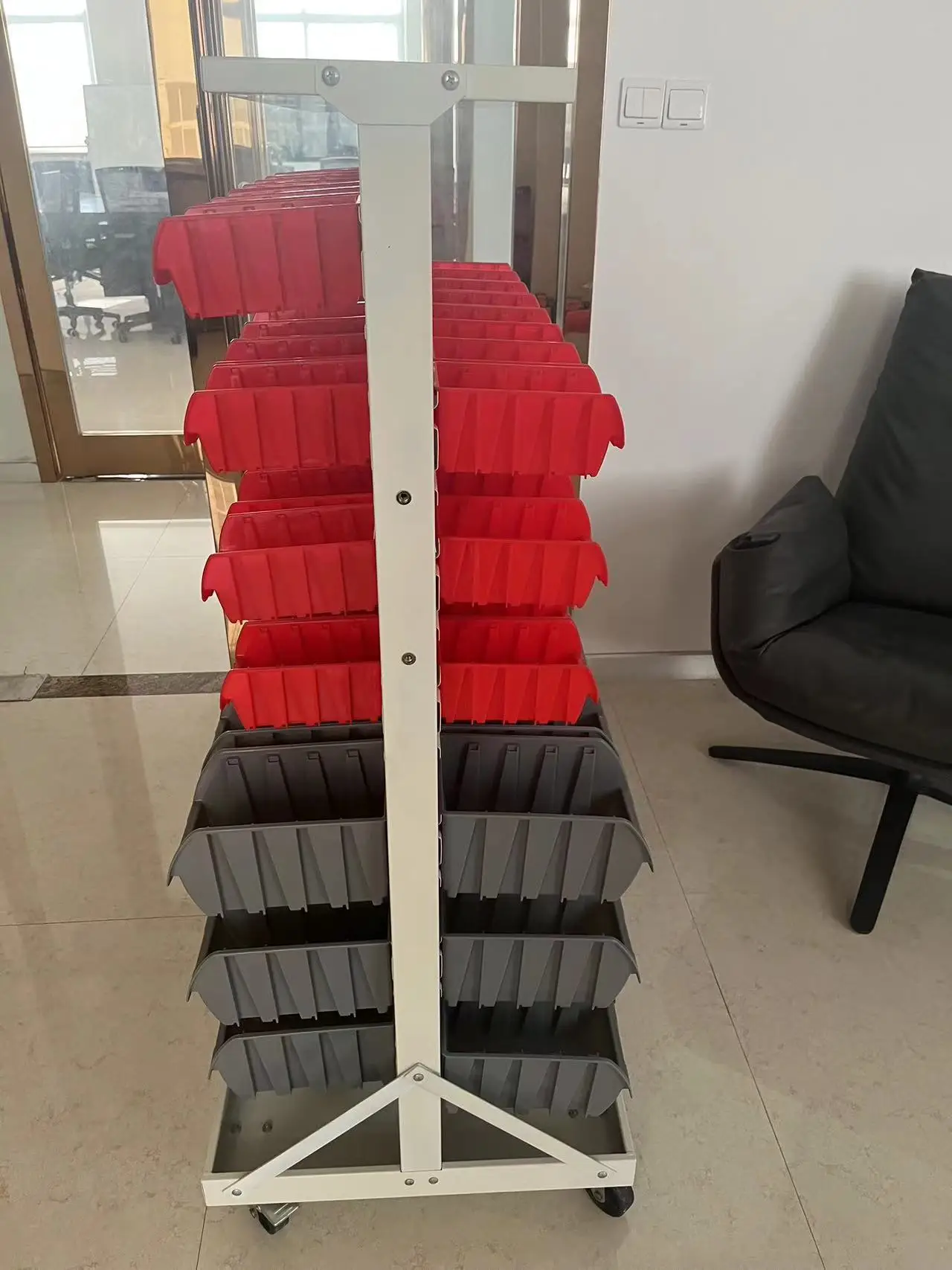 Dual-sided Mobile Black Rolling Bin Rack 19.75 X 35.50 X 48.50 Inches ...