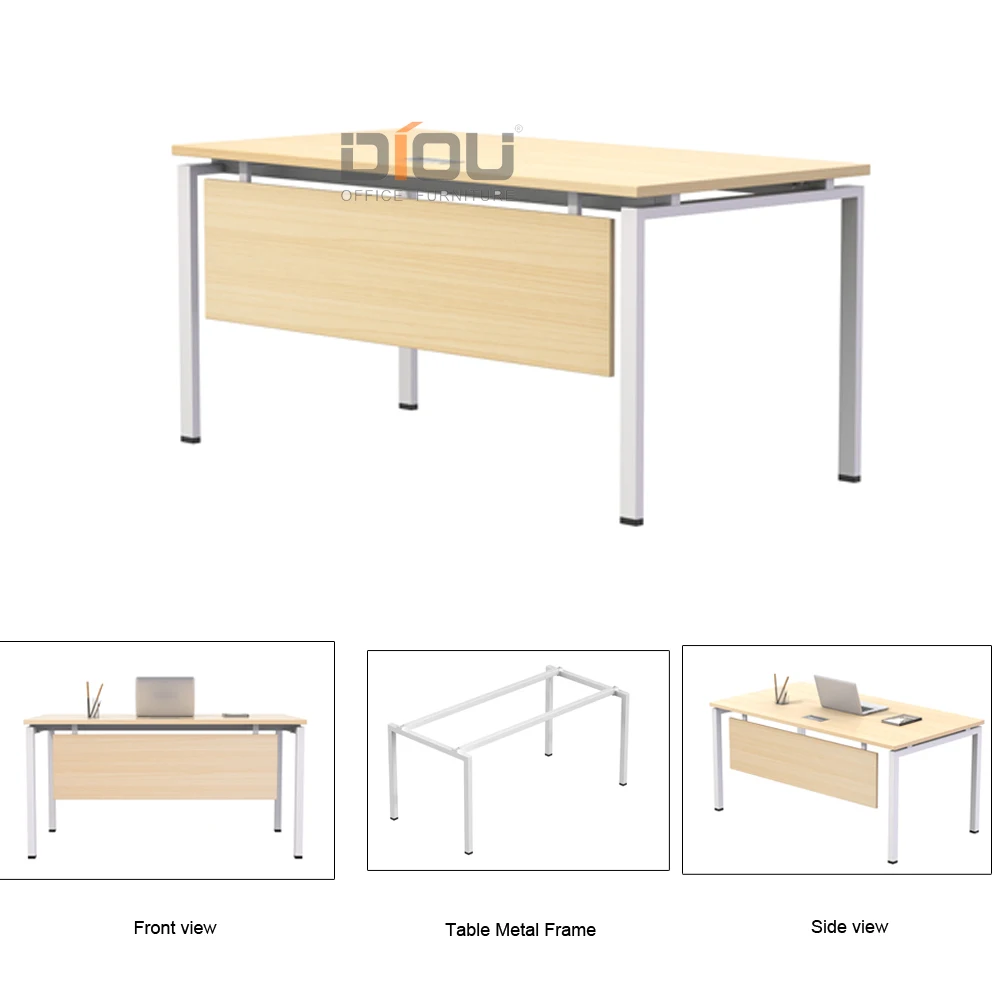 Simple Office Furniture Desk Table Wooden Desktop Metal Table Frame ...