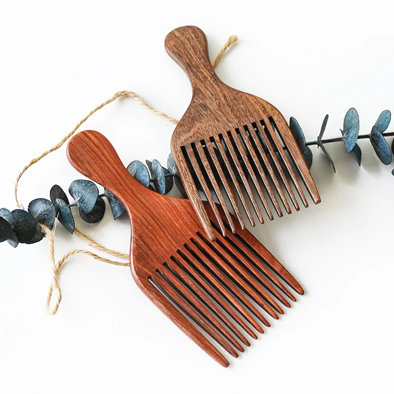 New Arrival Natural Sandalwood Wide Tooth Afro Pick for Black Hair ...