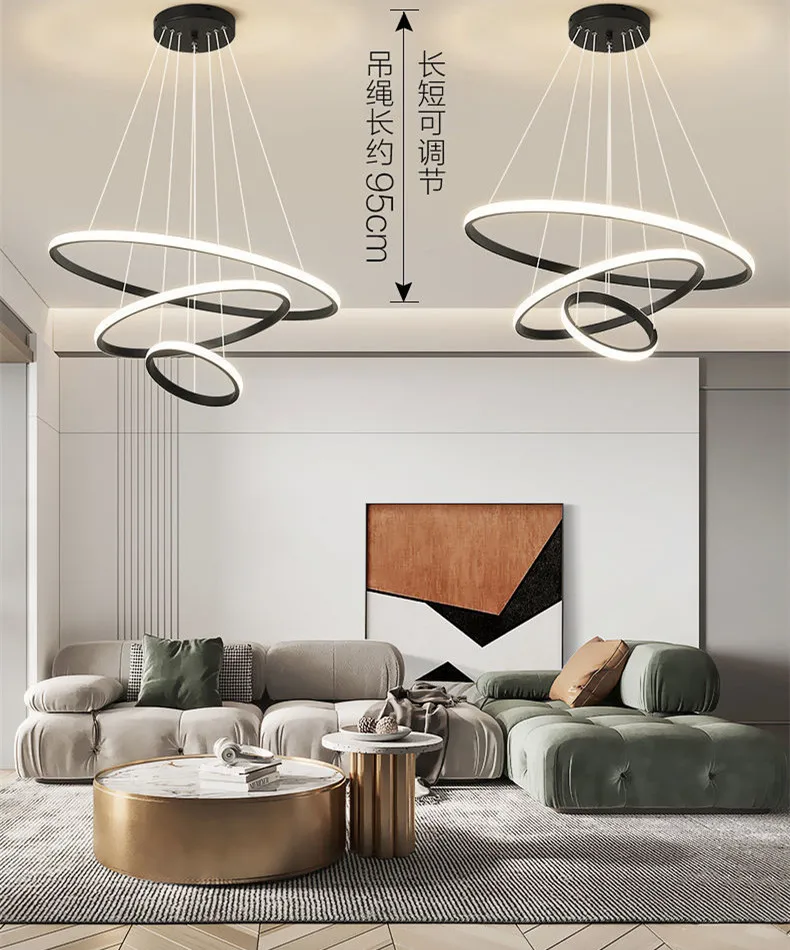 Modern Style Led Ceiling Light Circle Hanging Pendant Ring Lamps ...