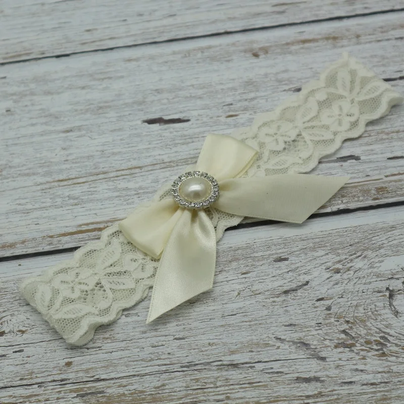 Cheap Ivory Lace Bow Simple Garters,Good Elastic Bridal Lace Leg ...