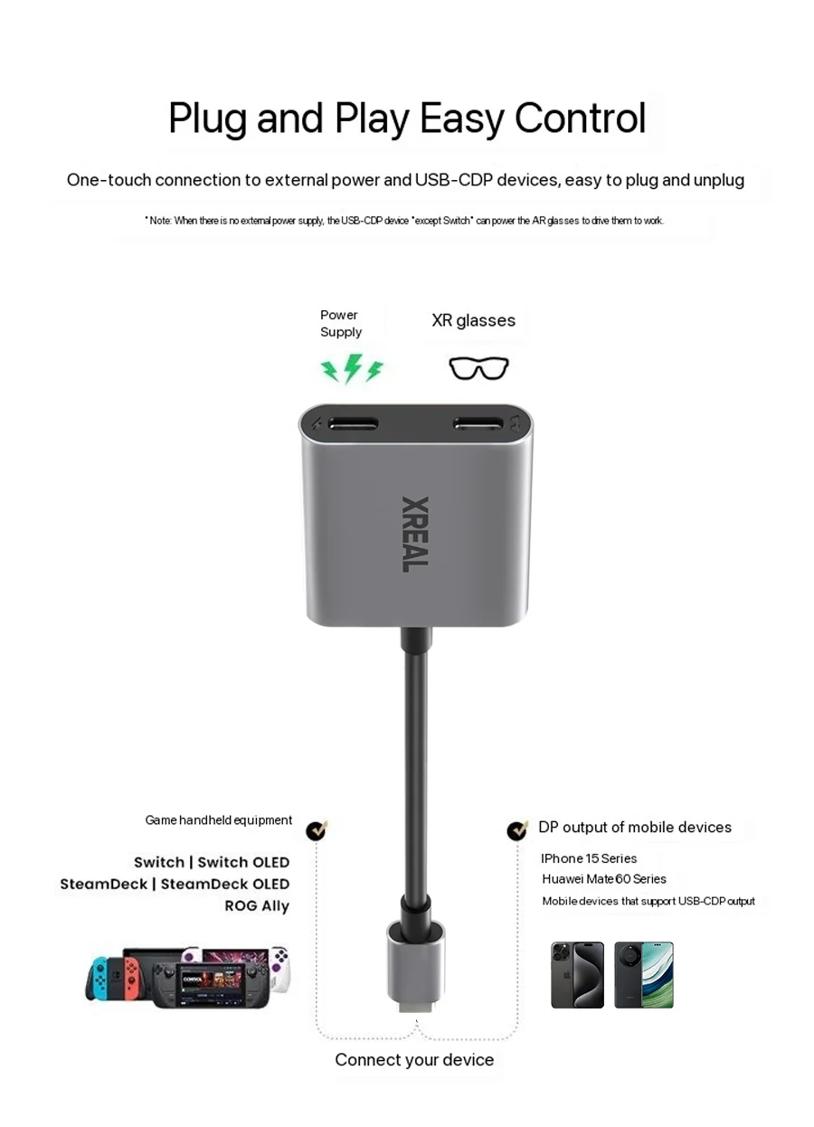 XREAL Hub USB-C PD Fast Charging & Portable Video Adapter for XREAL AIR ...