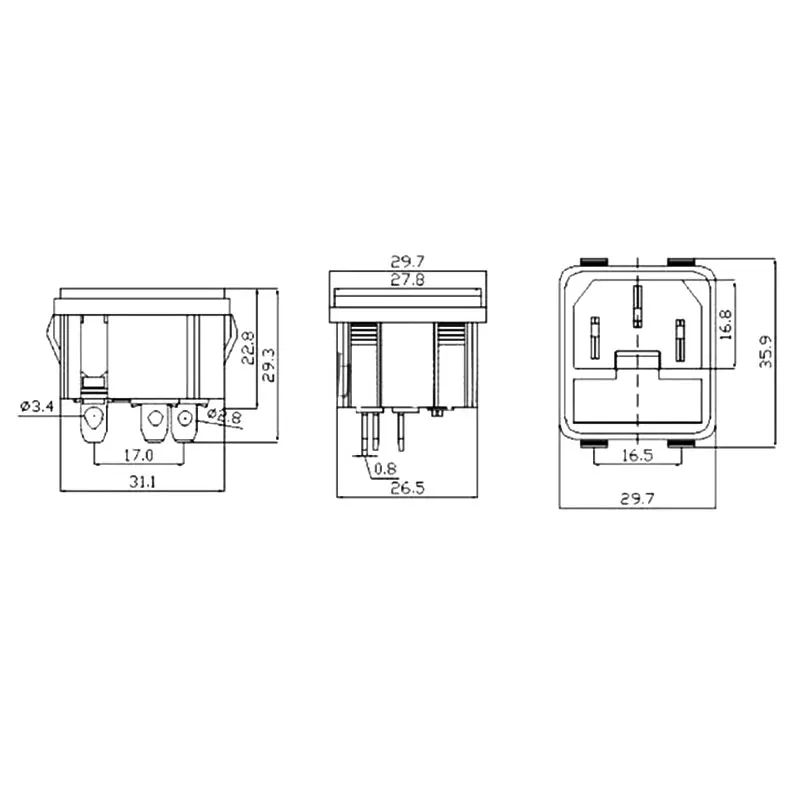 AC IEC 320 C14 Inlet Power Socket with Fuse PDU 10A250V