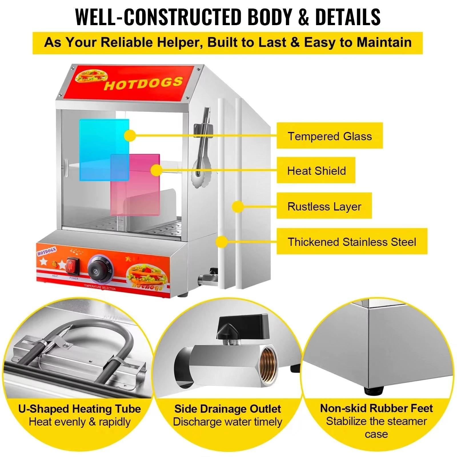 Commercial Electric Hot Dog Making Machine Warmer Showcase Hot Dog ...