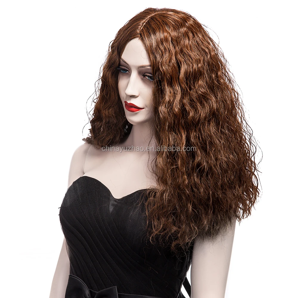 Female Wig Long Cooper Curly Human Wigs Natural Look Synthetic Hair ...