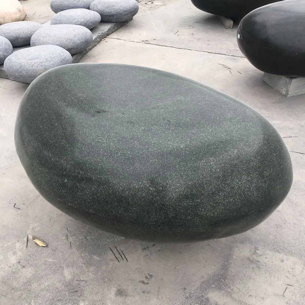 Customized Sizes Garden Landscaping Pebble Stone Black Polished Boulder ...