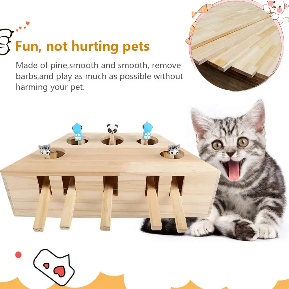 Wood Cat Hit Gophers Toys Interactive Wooden Whack A Mole Mouse Game ...