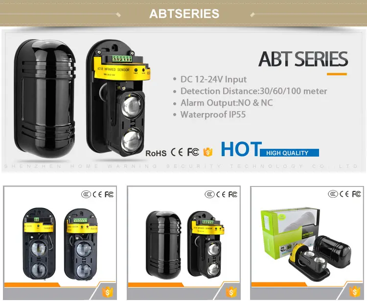 2 Beams Infrared Beam Motion Sensor For Fence Intrusion Detection ...
