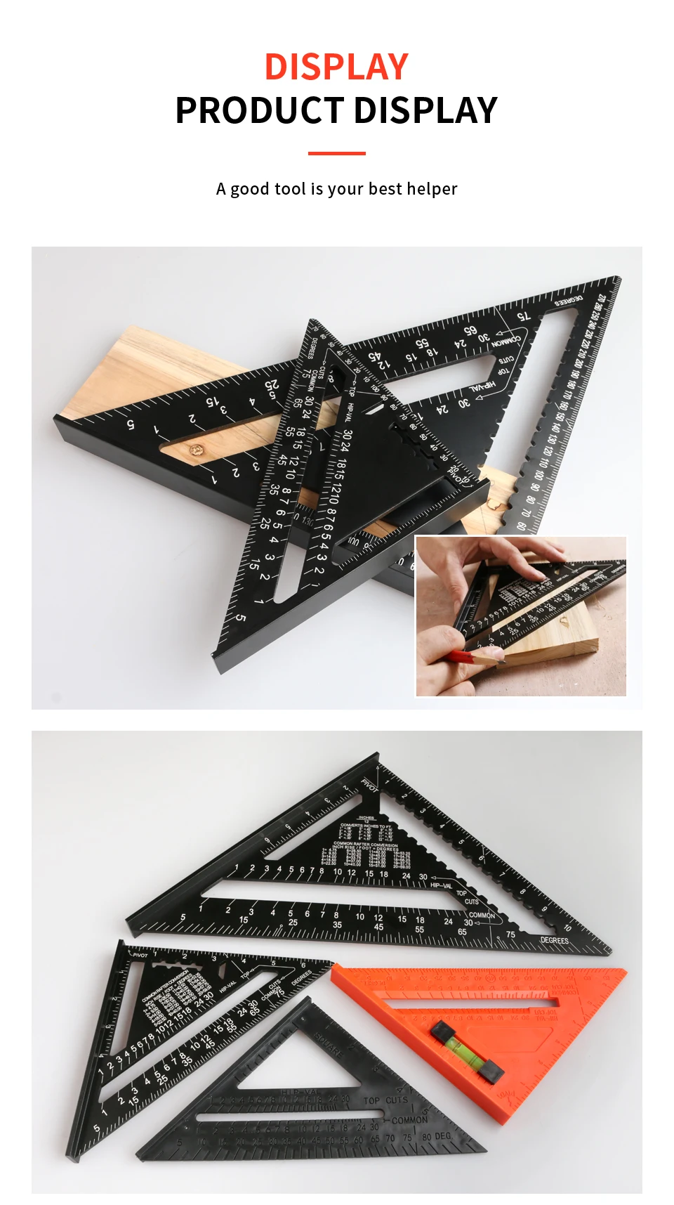 7/12 Inch Triangle Angle Protractor Aluminum Alloy Speed square ...