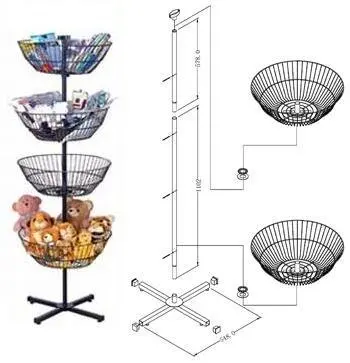 4 Tier Metal Spinner Display Rack With Spinning Baskets - Buy Spinning ...