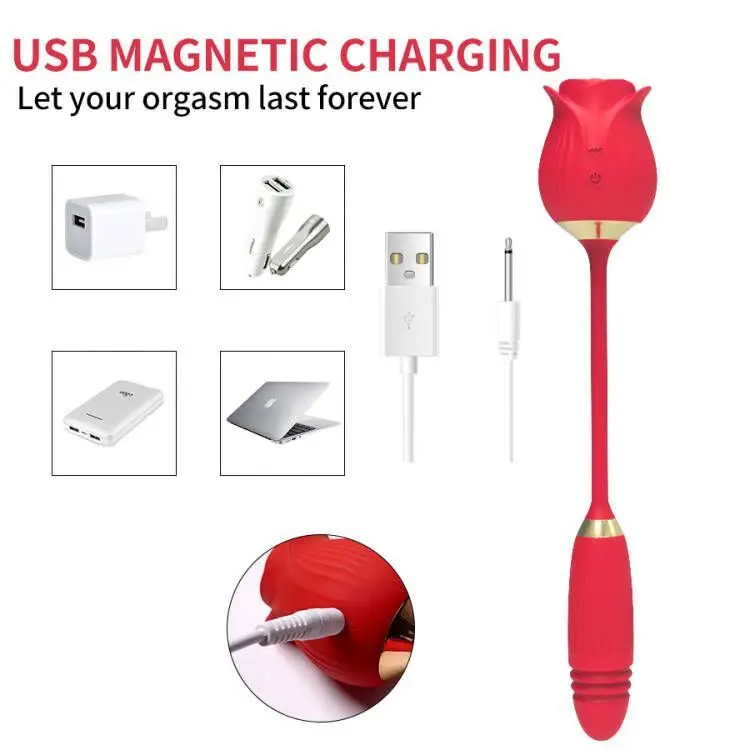 USA INSTOCK Rose Vibrator - Thrusting Dildo Sex Machine