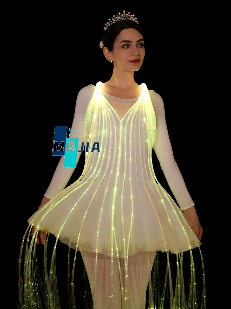 2025 New Colorful Fiber Optic Ballet tutu Costume Skirt Luminous Dress ...