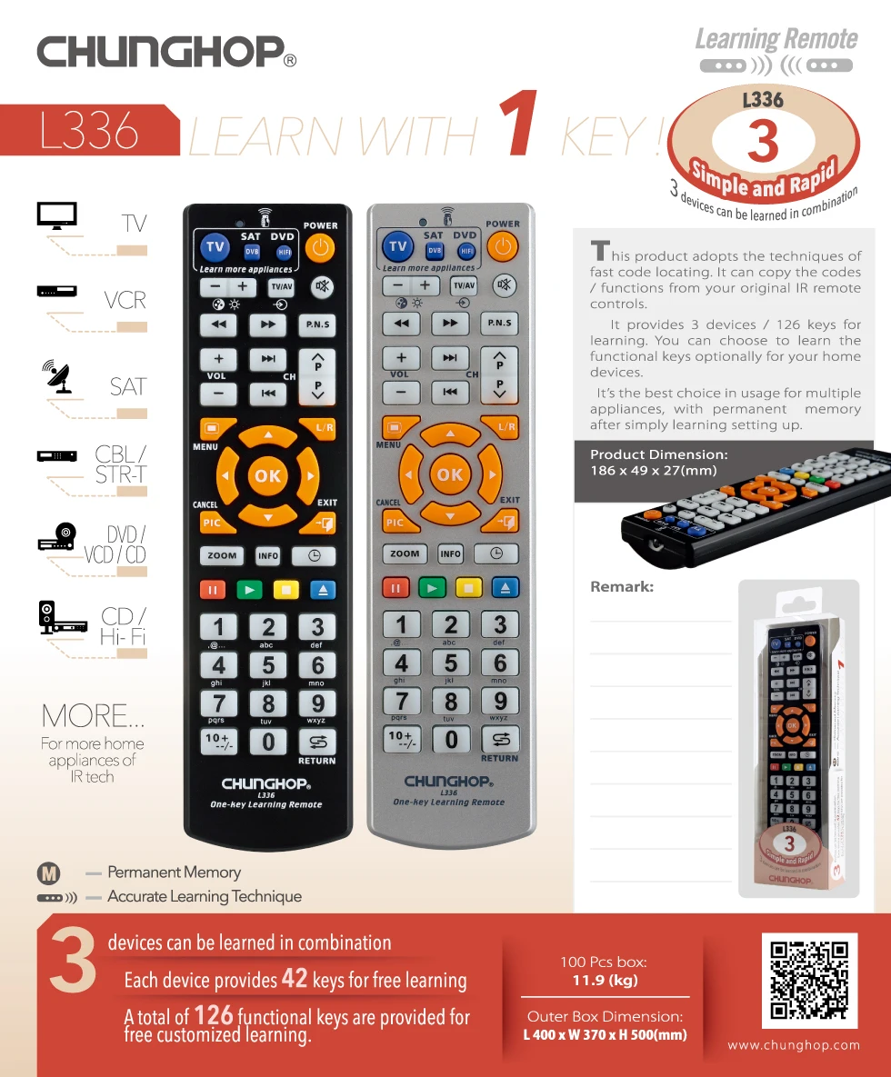 Chunghop L336 Remote Control - Universal Smart Controller