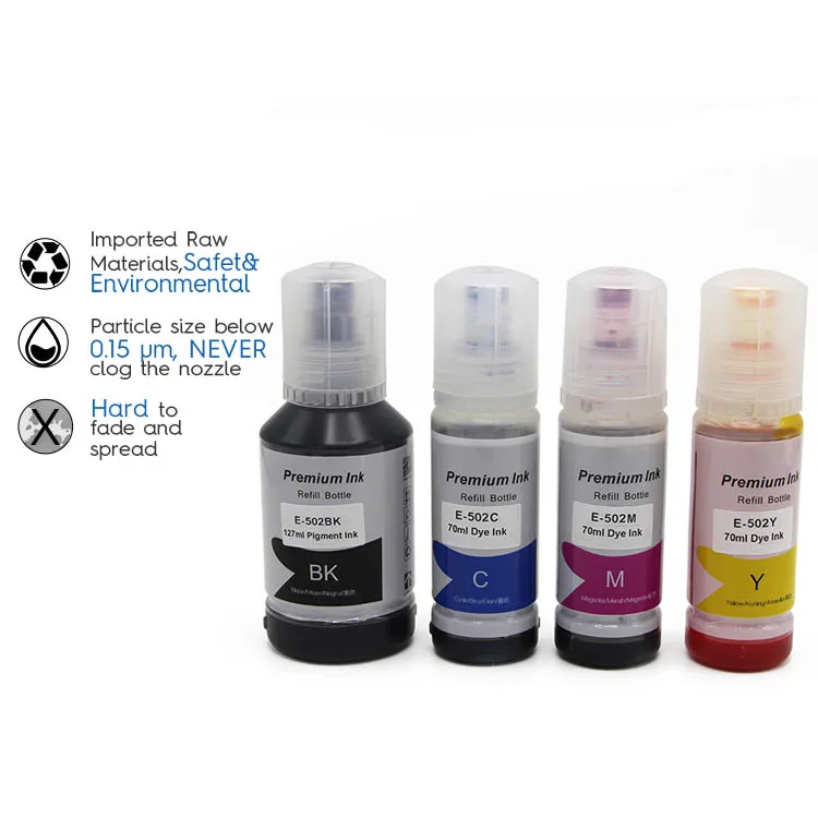 Ink-tank 502 T502 Premium Compatible Color Bulk Water Based Bottle ...