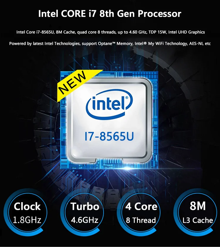 High Quality Core I7 8550u 8565u Fanless Mini Pc Uhd Graphics 620 ...