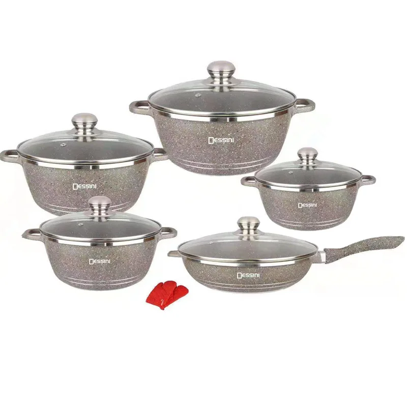 10pcs Dessini Cooking Pots Cast Aluminum Non Stick Die Casting Cookware ...