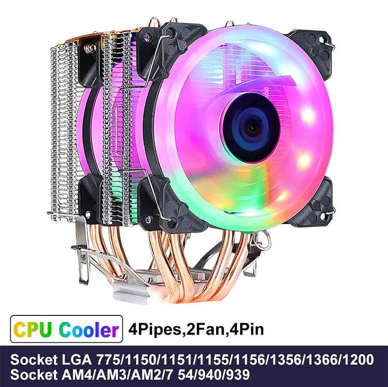 RGB 120mm CPU Cooler Computer Gaming PC Fans Sync for Motherboard ...