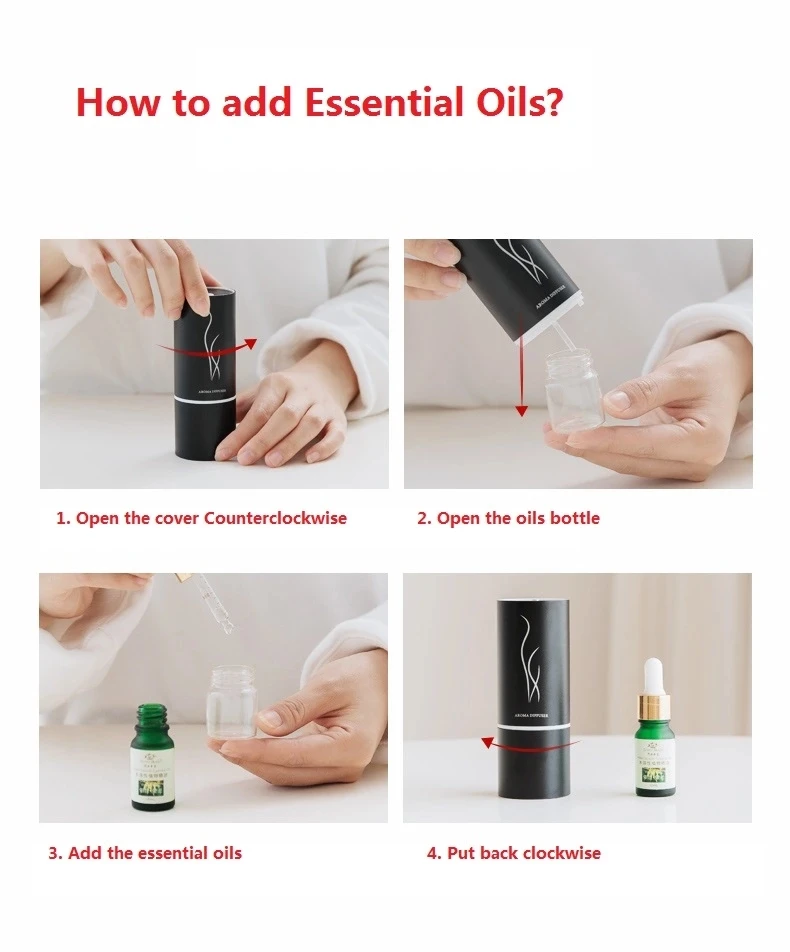 Portable Essential Oil Nebulizer Diffuser Waterless, Scent Diffuser for ...