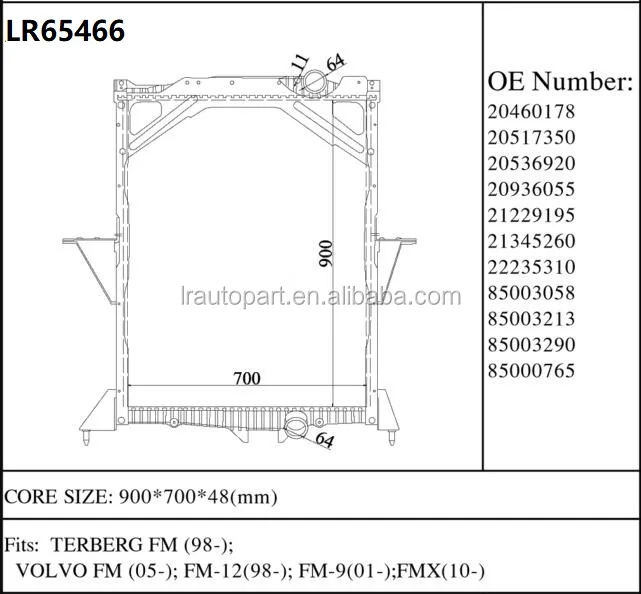 볼보 터버그 FM 98- / FH11 08- / FM9/FM12 98-01 볼보 FH11 용 LR 자동 20460178 헤비 ...