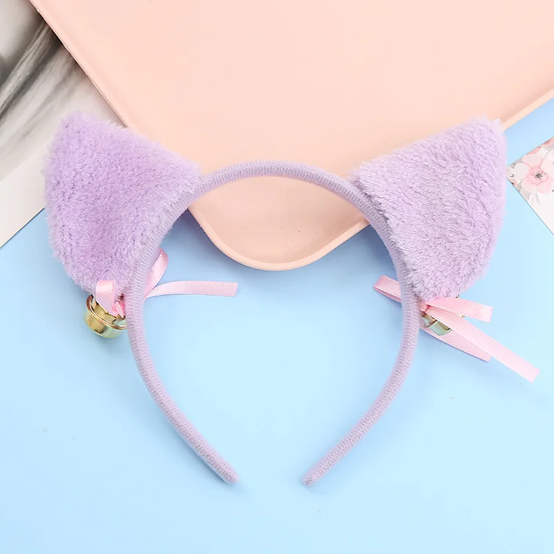 Cat Ears Bells Headbands Plush Fox Ears Bowknot Hairbands Hairpins For Women Girls Hair Hoops