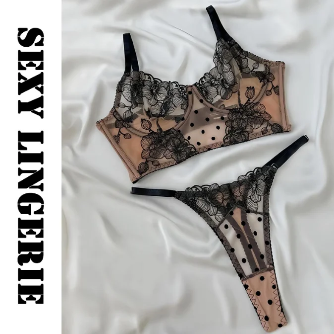 French Sexy Cute And Sweet Storm Dot Splice Plant Embroidery Fish Bone ...