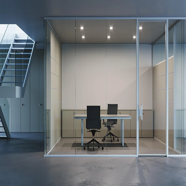 Full Height Demountable With Sliding Doors Gird Design Safety Tempered ...