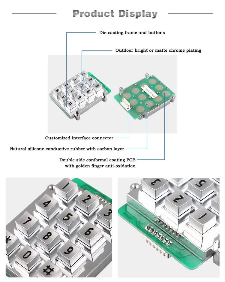12 Button Numeric Keypad/digital Keypad For Public Payphone Telephone ...