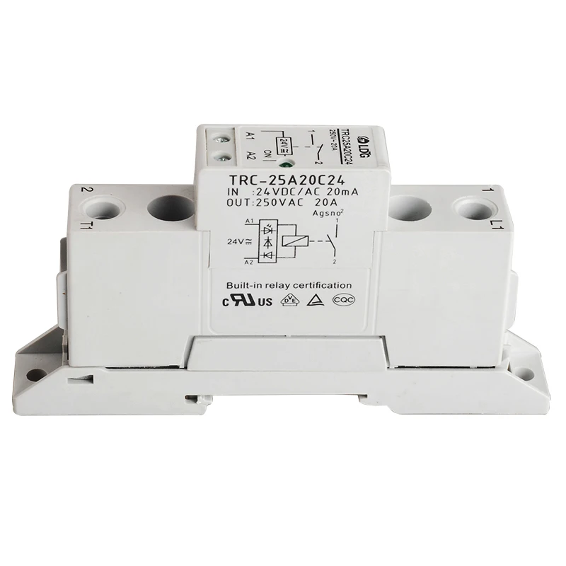 Trc-25a20c24 High Power Din Rail Relay 24vdc/ac 20ma Input 250vac 20a ...